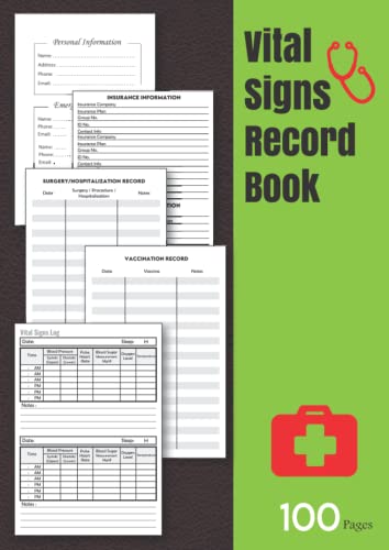 Vital Signs Record Book: Vitas Log Book - Heart Rate, Blood Pressure ...