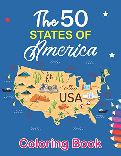The 50 States of America Coloring Book: The 50 State Maps with Capitals ...