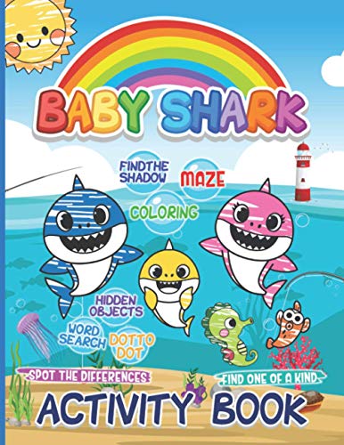 Baby Shark Activity Book: Exclusive Coloring, Word Search, Spot ...