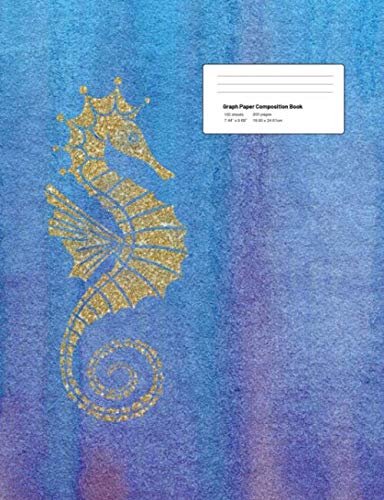 Graph Paper Composition Book: Seahorse Decor Quad Ruled Notebook 4 ...
