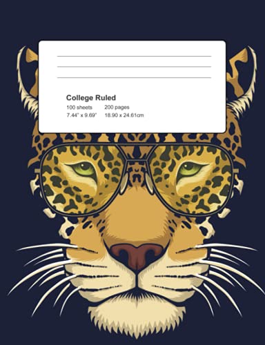 College Ruled: Cute leopard with glass notebook for women, mom gifts ...