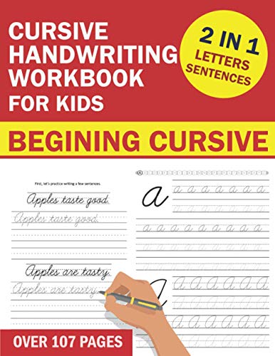 Cursive Handwriting Workbook For Kids: Cursive For Beginners Workbook ...
