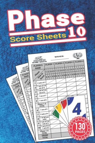 Phase 10 Score Sheets: 130 Large Score Pads for Scorekeeping, Phase Ten ...