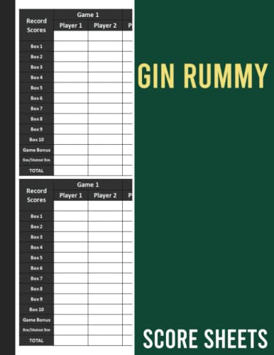 Gin Rummy Score Sheets: Gin Rummy Scorebook, Gin Rummy Score Pads for ...