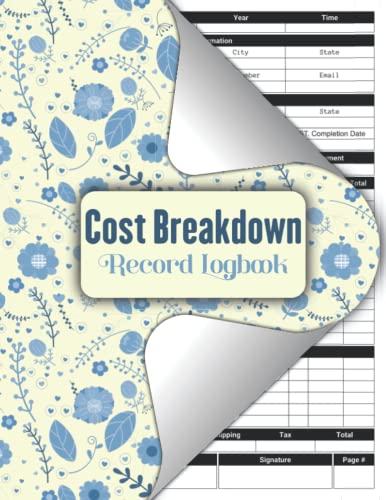 Cost Breakdown Record Logbook: Cost Breakdown Organizer With Index ...