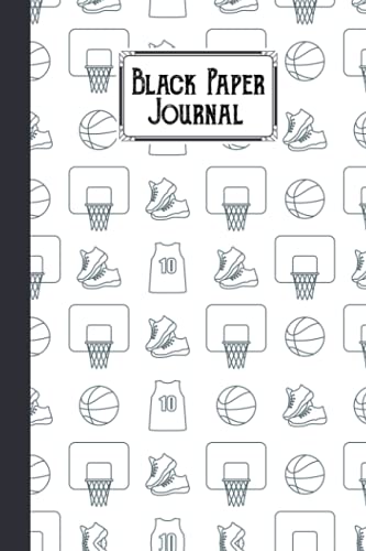 Black Paper Journal: Black Pages Notebook Basketball, Black Paper Lined ...