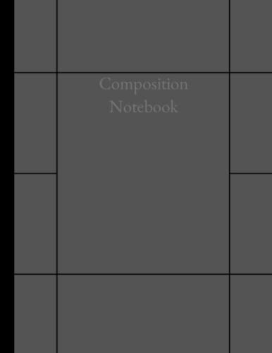 Simplistic Grey Lined Frame: Wide ruled composition notebook: 110 lined ...