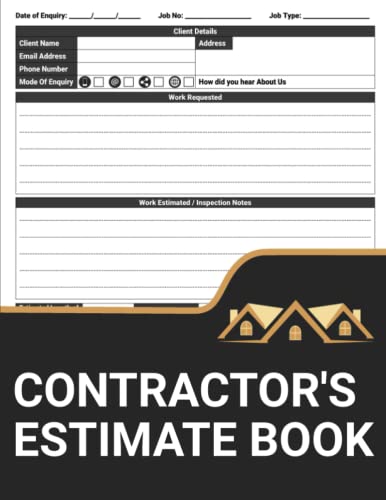 Contractor's Estimate Log Book: Estimate Book Contractor | Job Estimate ...
