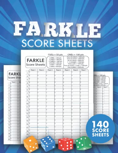 Farkle Score Sheets: 140 Large Farkle Score Pads | Farkle Score Keeping ...