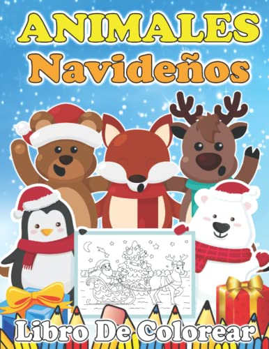 Animales Navideños Libro De Colorear: Imágenes Navideñas Para ...