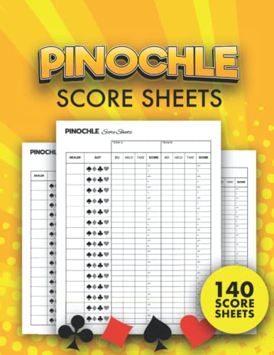 Pinochle Score Sheets: 140 Large Pinochle Score Pads | Pinochle Score ...