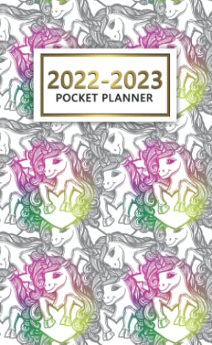 2022-2023 Pocket Planner: Pretty Unicorn 2 Year Monthly Agenda ...