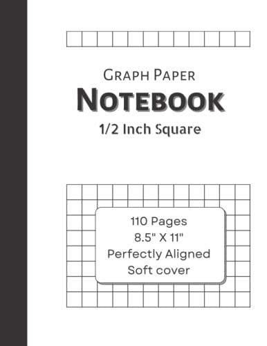 Graph Paper Notebook – 1/2 Inch Squares, 110 Pages (90 GSM), Non ...