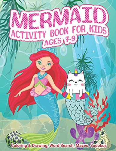 Mermaid Activity Book For Kids Ages 7-9 | Coloring & Drawing, Word ...
