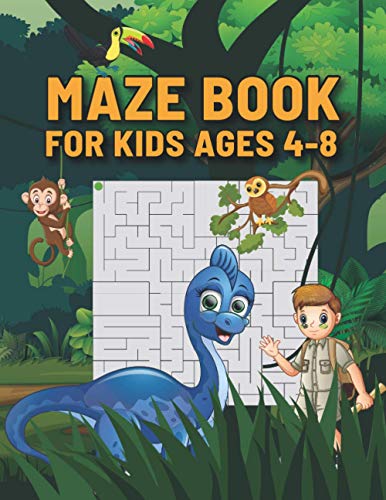Maze Book For Kids Ages 4-8: Cute Dinosaur Cartoon Cover | Amazing ...
