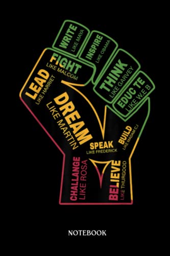 Black History Notebook: Inspiring Black Leaders Power Fist Hand Black ...