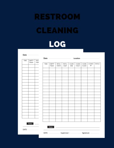 Restroom Cleaning Log: Cleaning Log Book ,Bathroom Record Checklist For ...