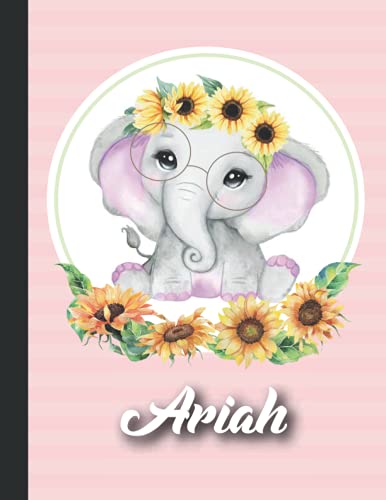 Ariah Personalized sunflower elephant Sketchbook For Girls With their ...