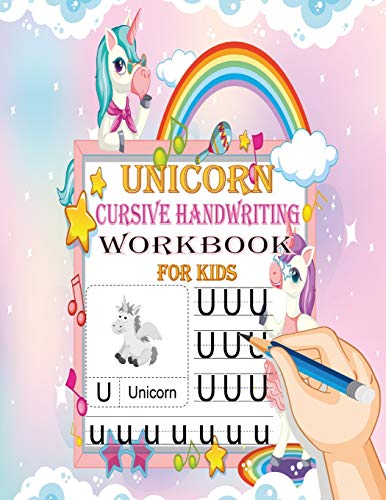 Unicorn Cursive Handwriting Workbook For Kids: Unicorn Cursive ...