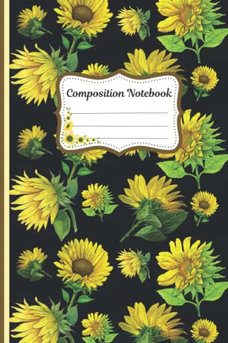 Composition notebook, sunflower style with blank white papers with ...