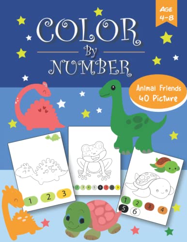 Color By Number Coloring Activity Books for Children: Animal Friends ...