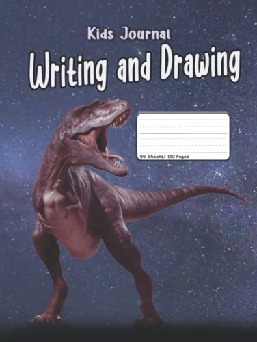 Dinosaur Write and Draw Journal For Kids: Dotted Centre line with space ...