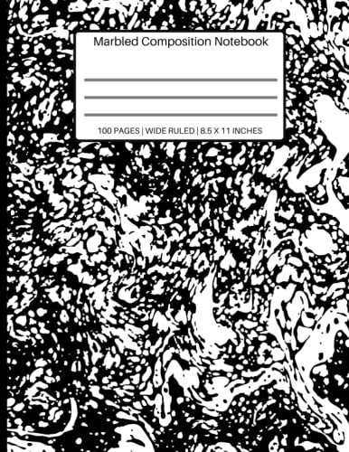 Black Marbled Composition Notebook: Black and White Marble College ...