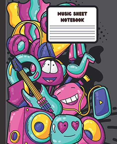 Music Sheet Notebook: Graffiti Colors, Blank Manuscript Paper, Blank ...