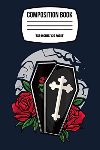 Composition Notebook: Creepy Occult Coffin Halloween Monster With Red ...