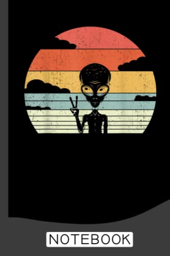 Retro Alien UFO Space Ship Notebook: Lined Journal Alien, 120 Pages ...