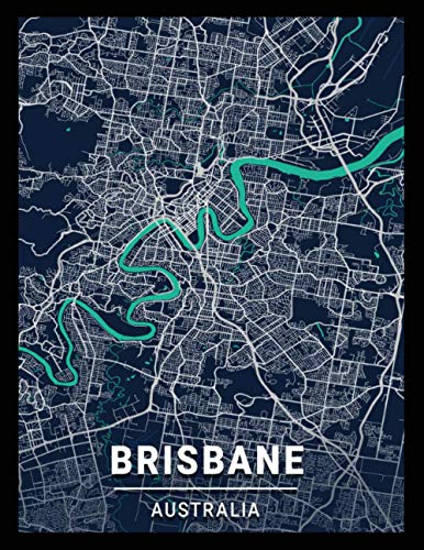 Brisbane Australia: city map; dot grid notebook with map on the cover ...