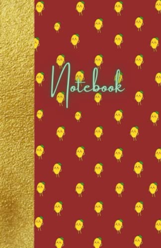 Notebook: 120 lined pages. 5.5 x 8.5 inches. Bold red mango patterned ...