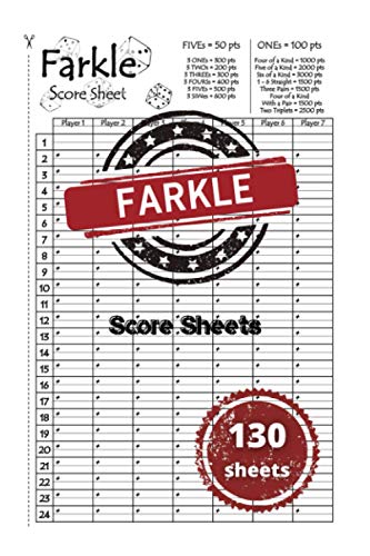 Farkle Score Sheets: 130 Large Score Sheet Pages For Scorekeeping. Gift ...