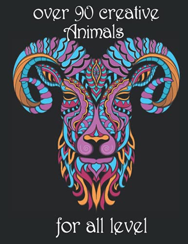 over 90 creative Animals for all level: Adult Coloring Book with ...