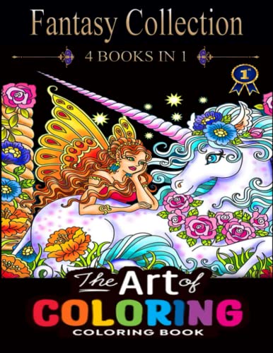 4 Books In 1 Fantasy Collection: An Adult Coloring Book with 130 ...