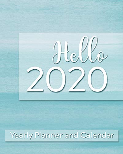Hello 2020 Yearly Planner and Calendar: Blue Watercolor 2020 Planner ...