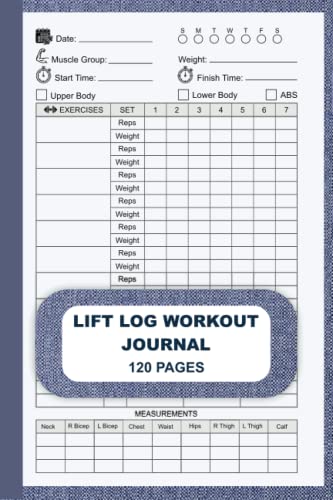Lift Log Workout Journal: Jeans Textured Weight Lifting Log Book for ...