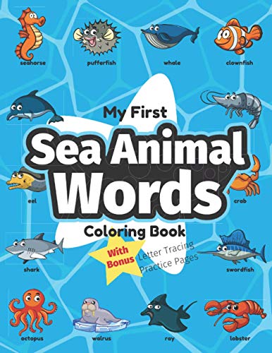 My First Sea Animal Words Coloring Book: Preschool Educational Activity ...