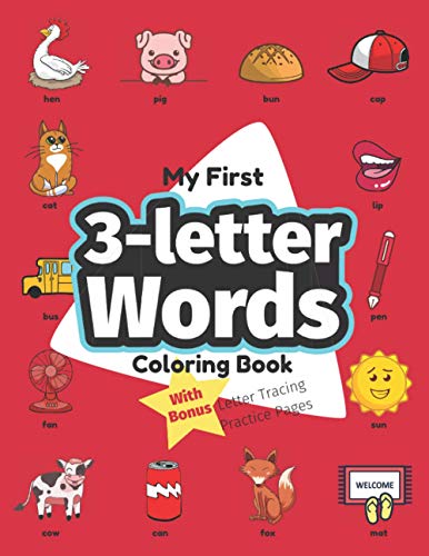 My First 3-letter Words Coloring Book: Preschool Educational Activity ...
