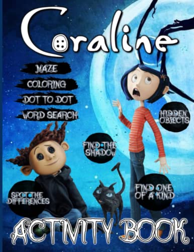 Coraline Activity Book: An Adorable Art Find Shadow Spot Differences ...