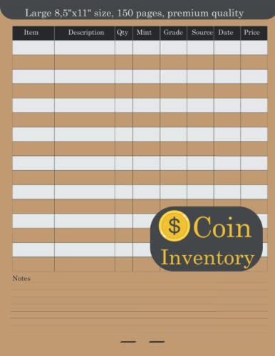 Coin Inventory Log book: coin inventory log book notebook for beginer ...
