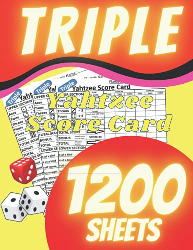 Triple Yahtzee Score cards: 1200 Yahtzee Score Sheets Large Print 8.5 ...