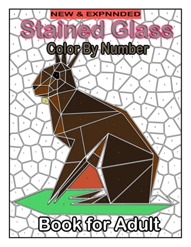 Stained Glass Color By Number Book for Adults: Simple Large Print ...