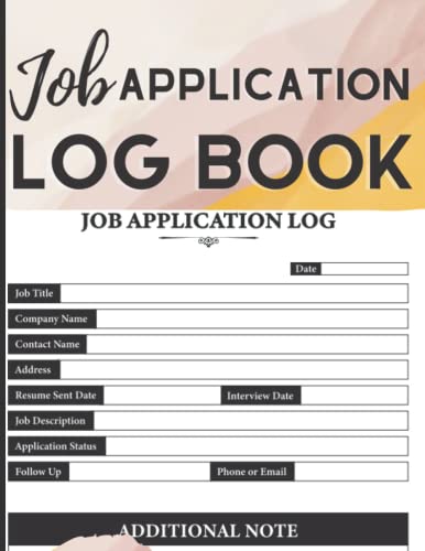 Job Application Log Book: Date, Job Title, Company Name, Contact Name ...