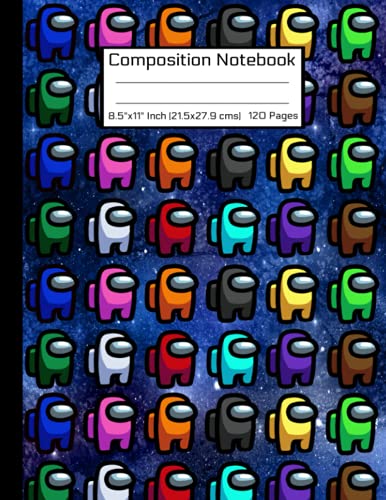 Among Us Composition Notebook: Awesome Book CYAN BLUE ALL CHARACTERS ...