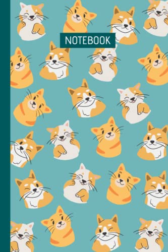 Cat Notebook: Colorful Cute Cats on Turquoise Floor, Stylish Large ...