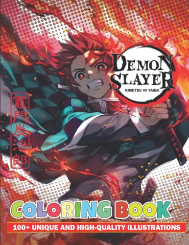 Dèmon Slayer Coloring Book: 100+ Beautiful and High-Quality Kímetsu No ...