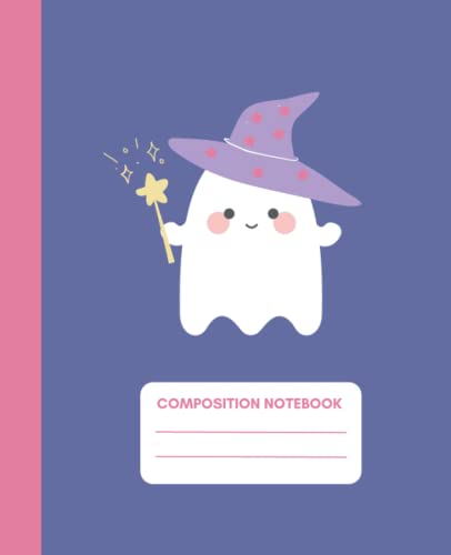 Cute Ghost Composition Notebook: Wizard Ghost with Wand Halloween ...