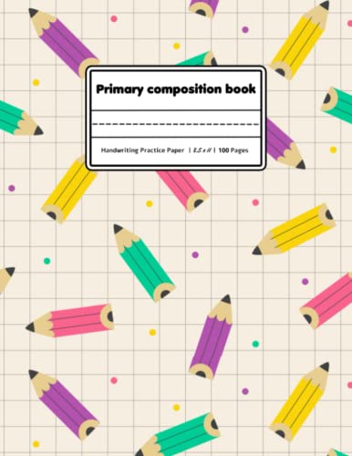 Primary Composition Book: Dashed Midline and Picture Space, School ...