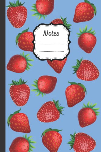 Strawberry pattern notes, lined blank white sheets, red strawberry ...